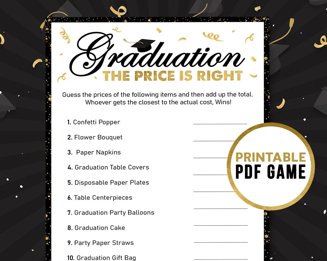 Graduation Party Games the Price is Right Printable - Etsy
