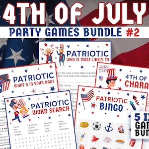 4th of July Printable Games Bundle | Patriotic US Independence Day ...