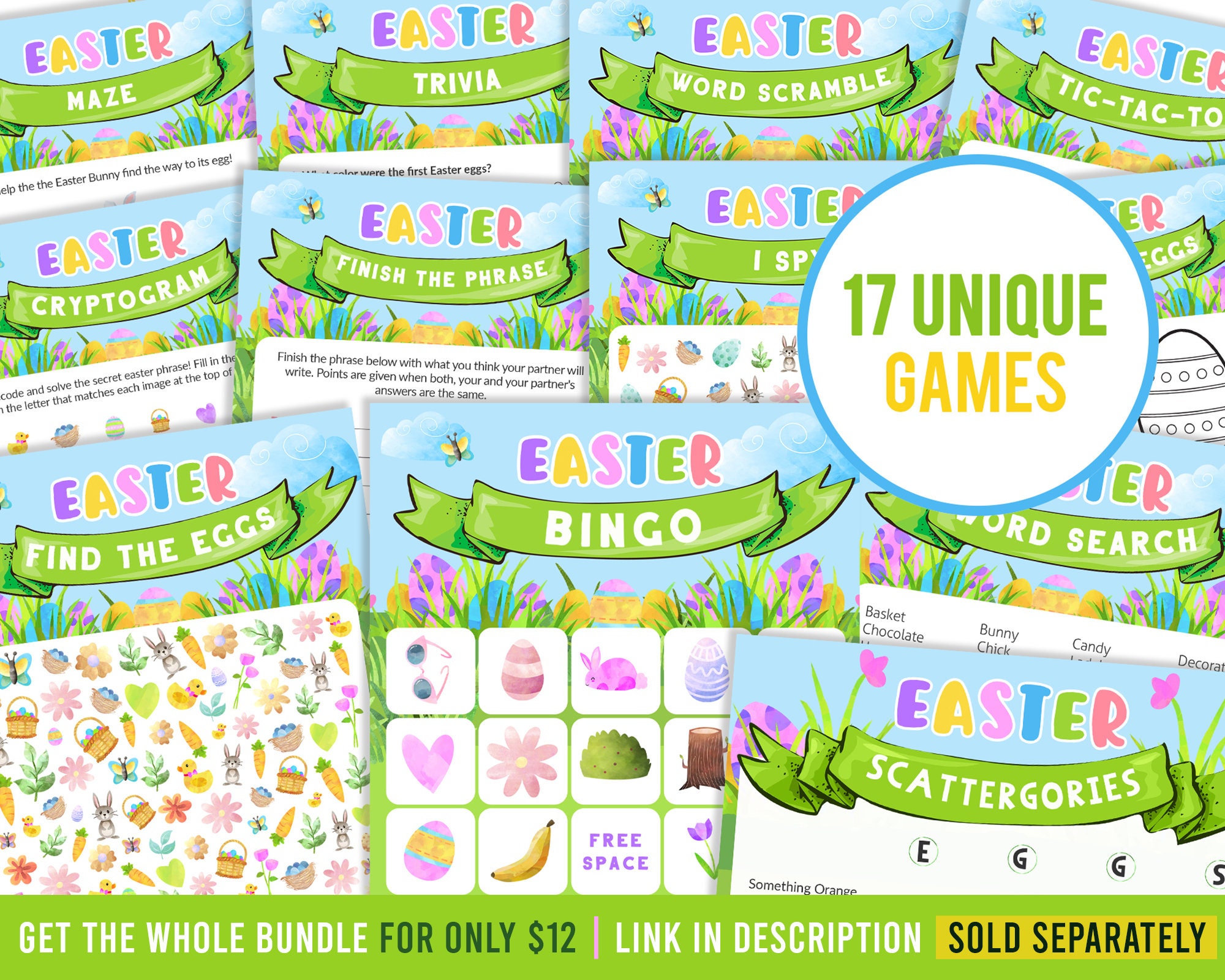 Fun Easter Word Scramble Kids Printable Games Easter | Etsy