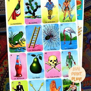 50 Mexican Loteria Game Cards | 2 Different Versions (100 Total ...