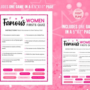Women Firsts Trivia | Ladies Night Games | Girls Night in & Out Quiz ...