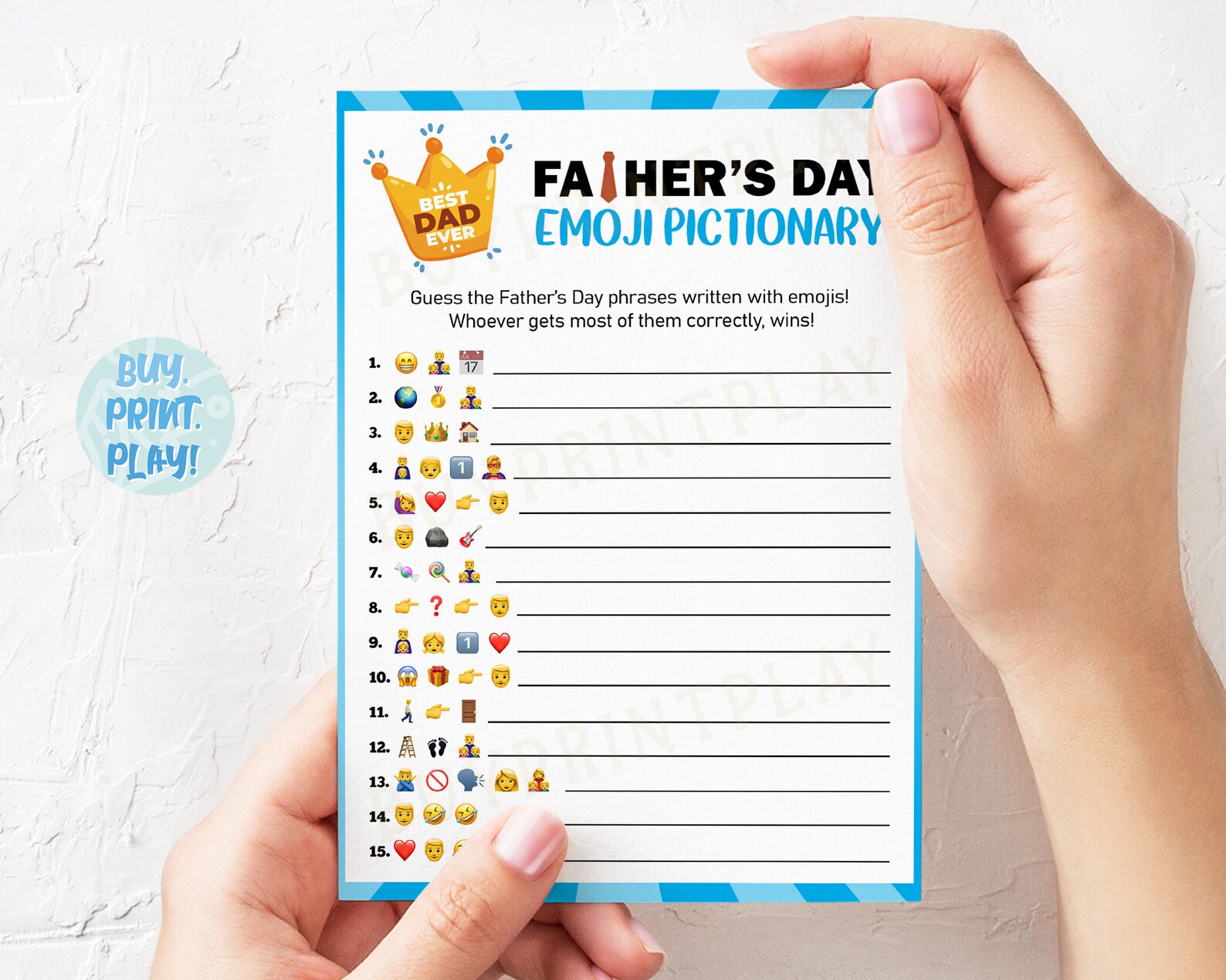 Fathers Day Emoji Pictionary Game Printable Activity for | Etsy