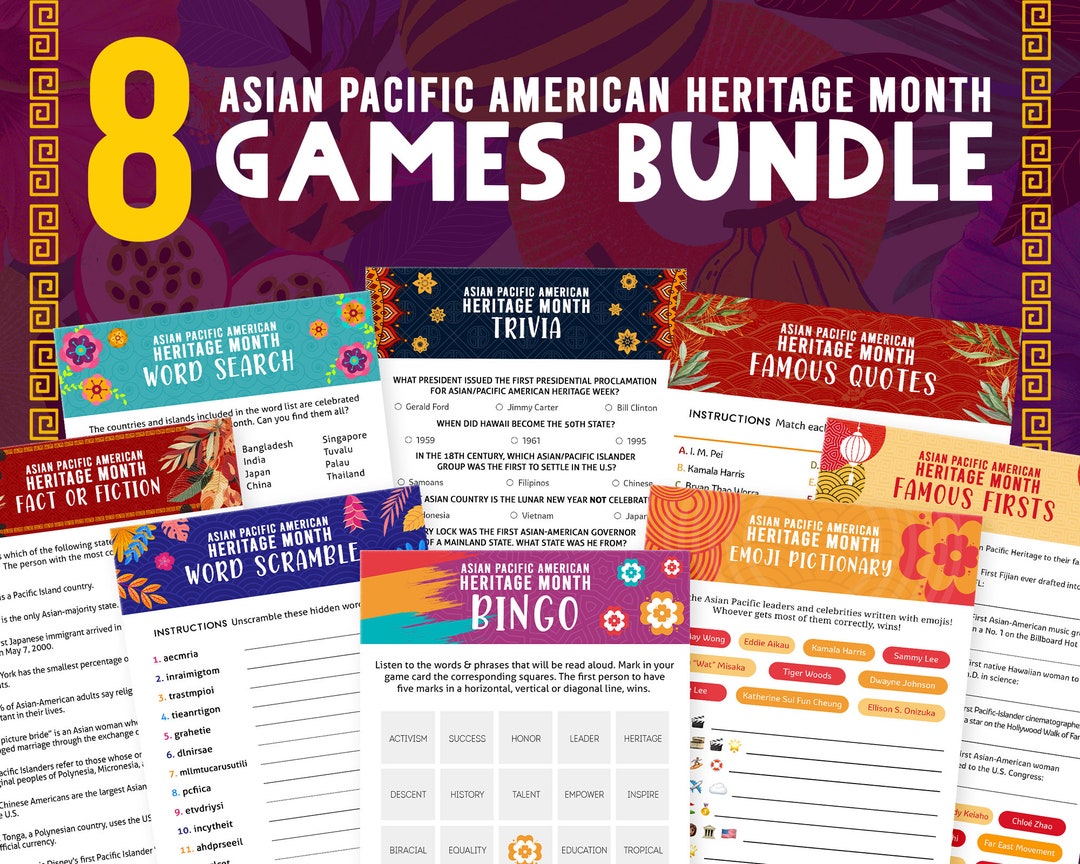 Asian American Pacific Islander Heritage Month Games Bundle | History ...