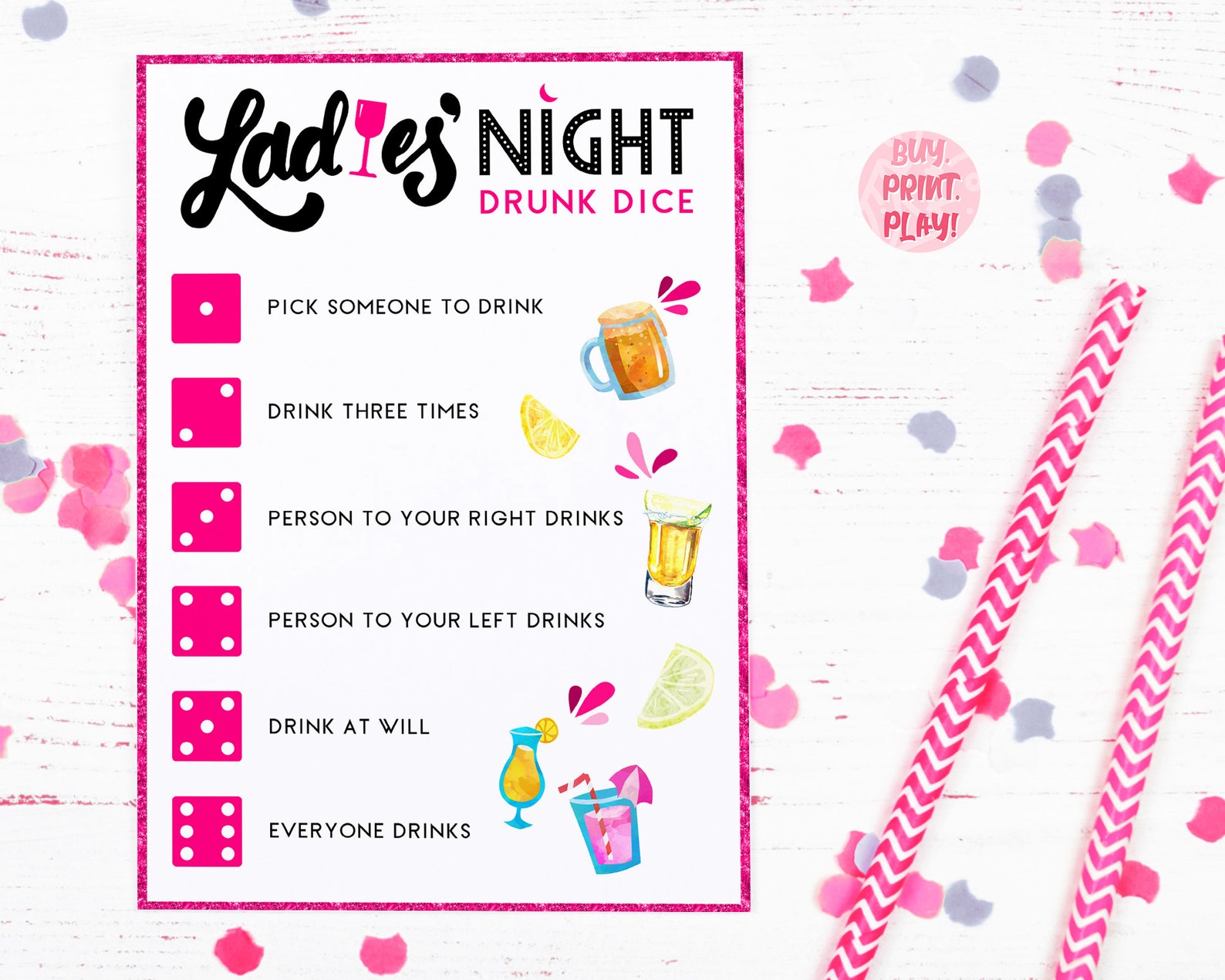 Drunk Dice Game Fun Ladies Night Games Girls Night Out - Etsy