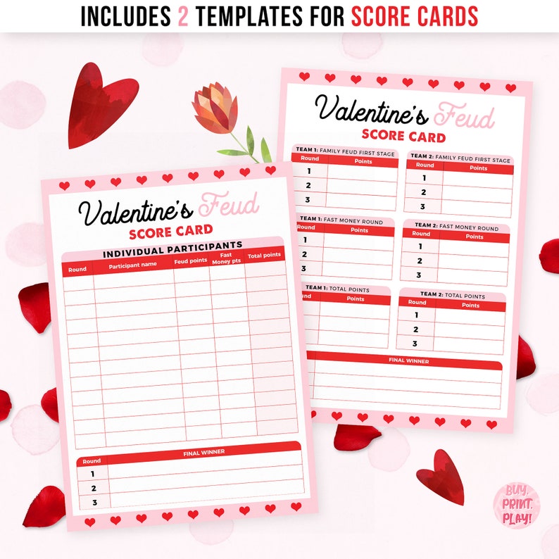 Valentines Family Feud Game Valentines Day Games Printable | Etsy