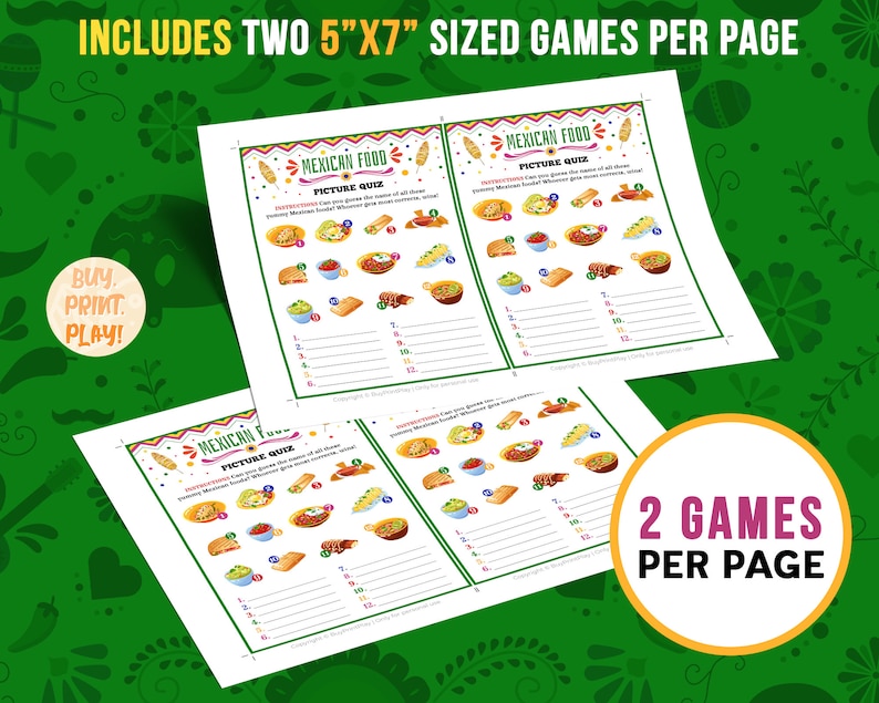 Cinco De Mayo Mexican Food Trivia Cinco De Mayo Printable - Etsy