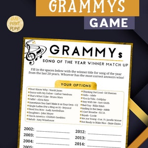 2024 Grammy Ceremony Party Games Song of the Year Winner Trivia 66th ...