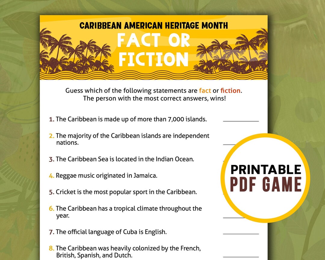 Caribbean Heritage Month Fact or Fiction Trivia | History Activity True ...