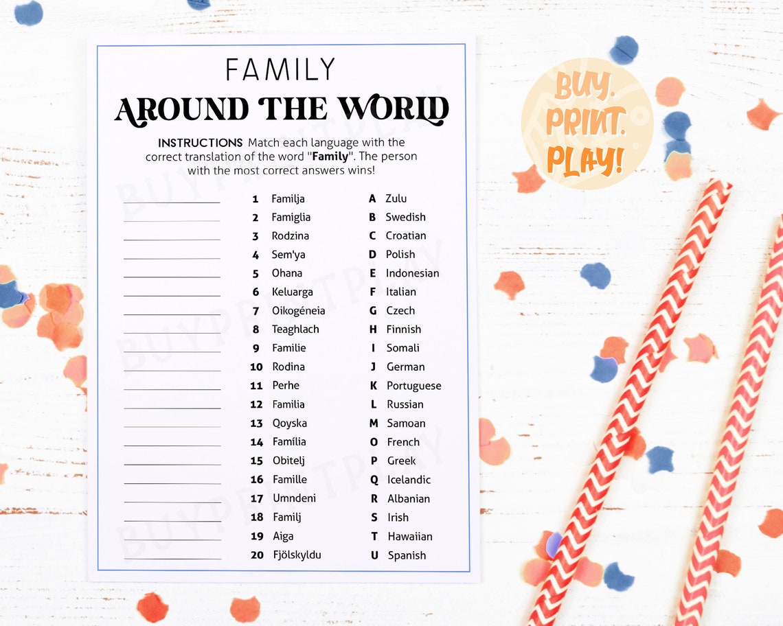 Family Around the World Family Gathering Party Games - Etsy