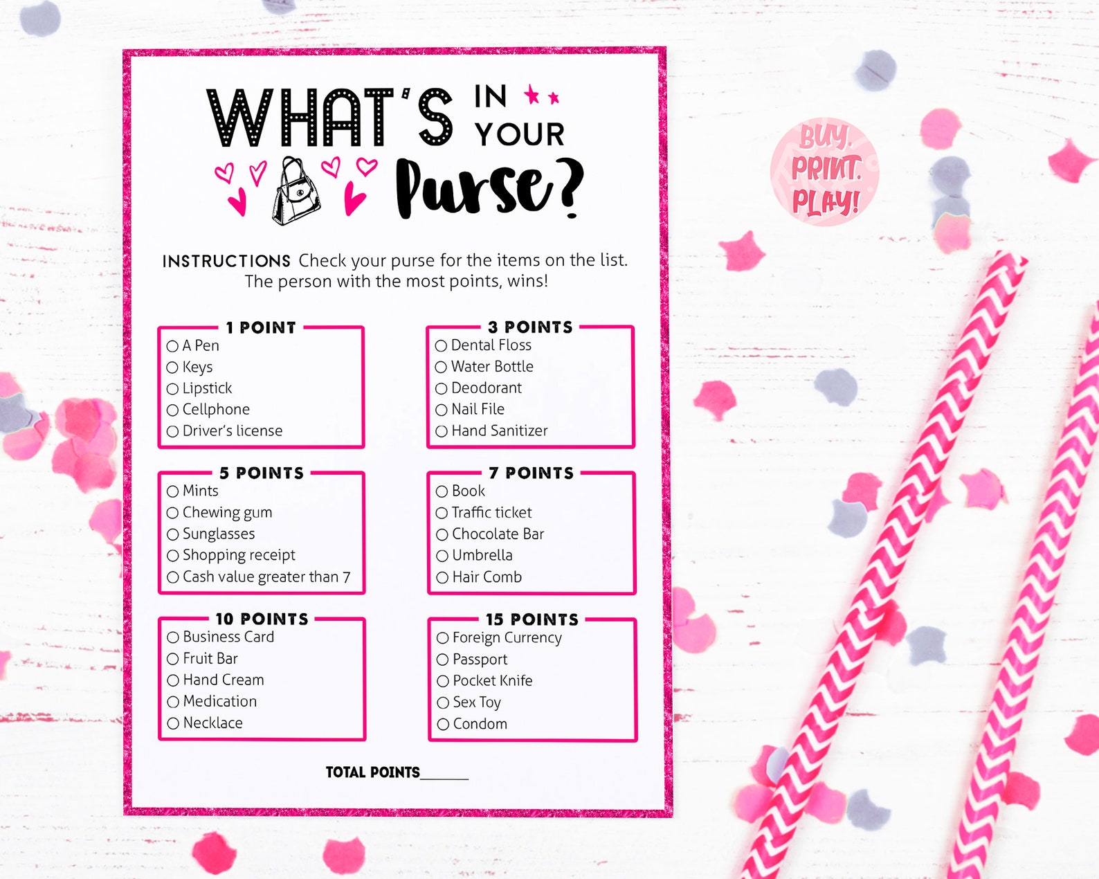What's in Your Purse Ladies Night Games Whats in Your - Etsy