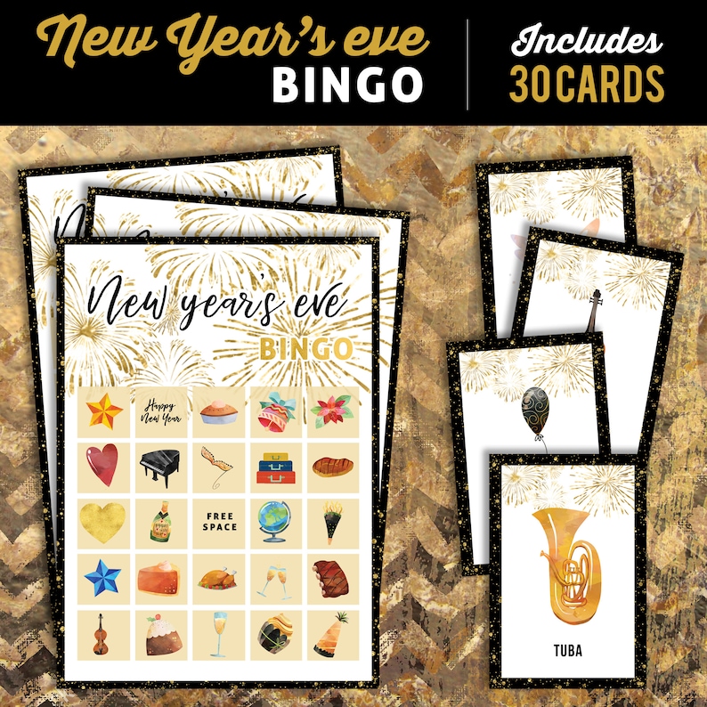 New Year's Eve Bingo Game for Kids and for Adults New - Etsy
