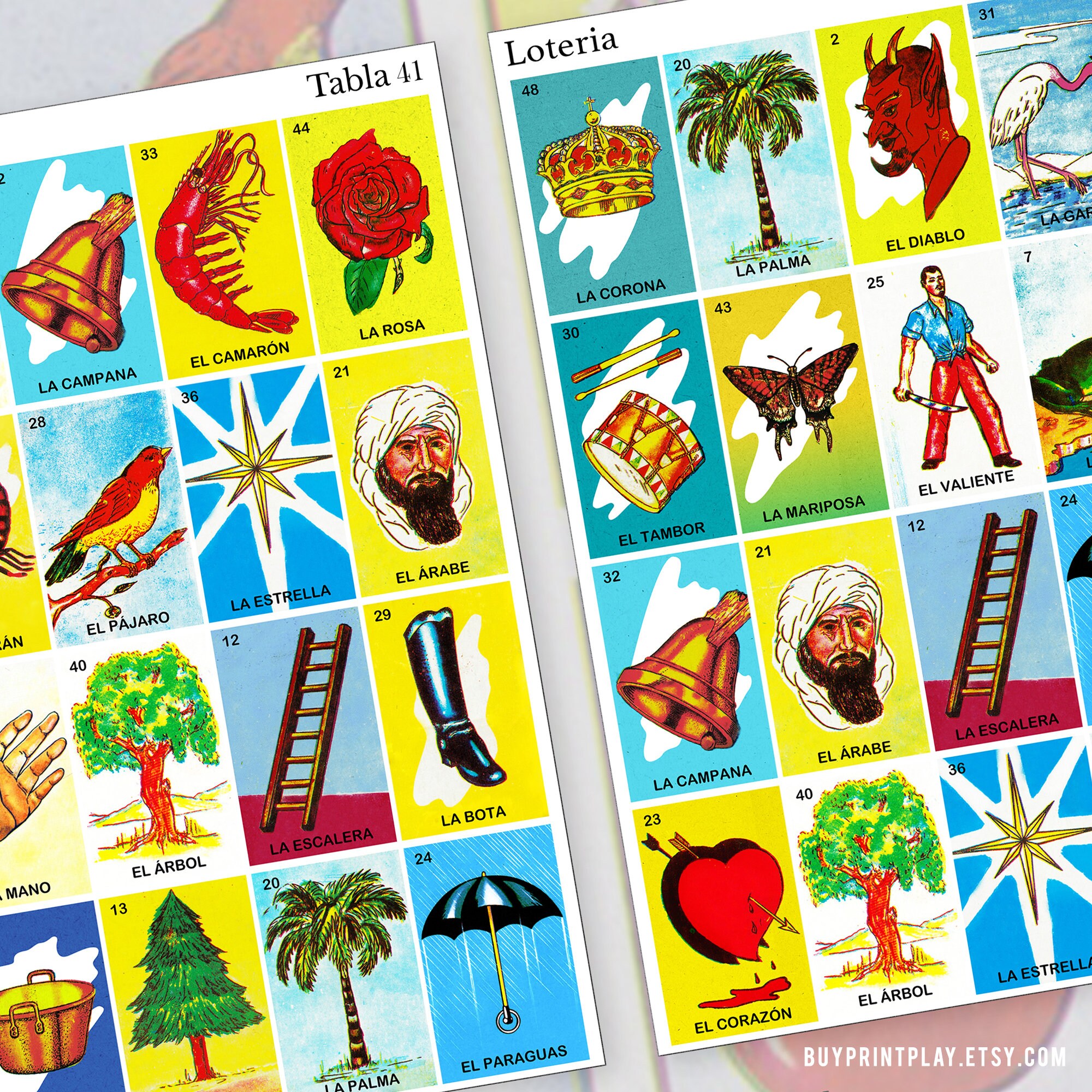 50 Mexican Loteria Cards Printable Game Loteria Mexicana Imprimible ...
