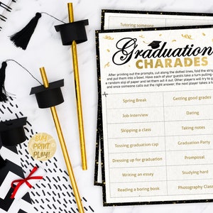 36 Graduation Charades Prompts | Party Printable Games | Class of 2023 ...