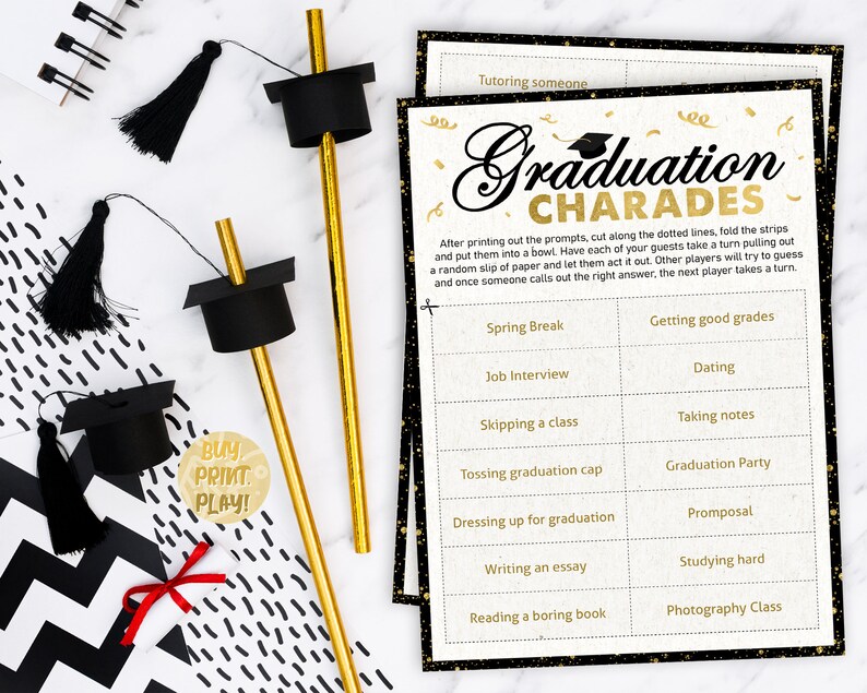 36 Graduation Charades Prompts Party Printable Games Class | Etsy