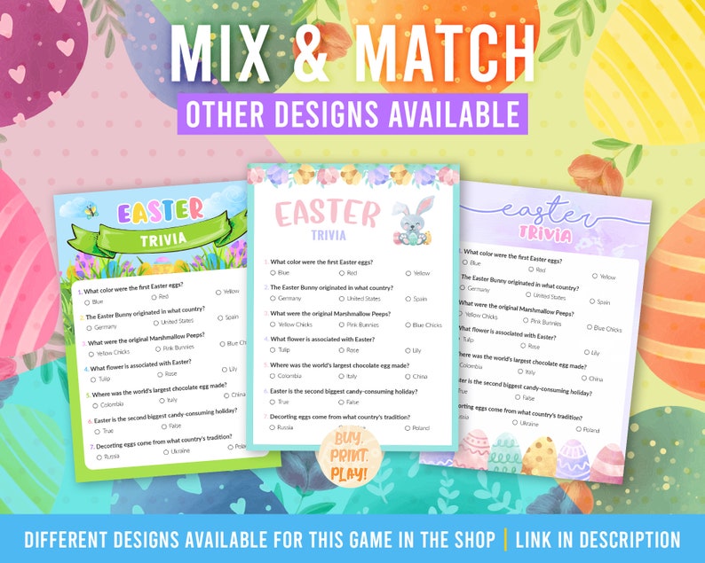 Printable Easter Trivia Game Easter Quiz Games for Kids | Etsy