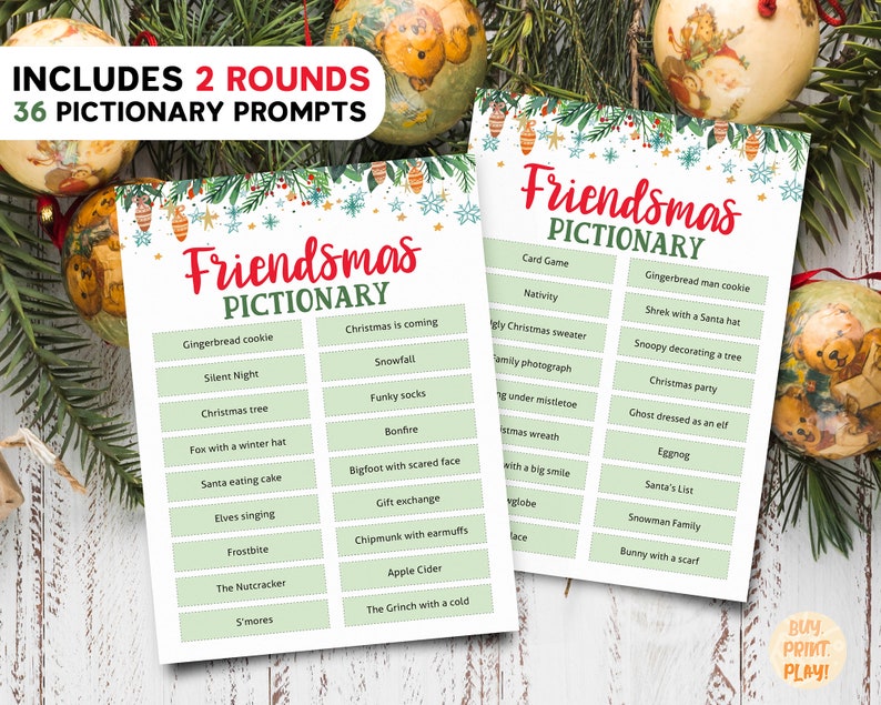 Friendsmas Pictionary Christmas Party Games for Adults & - Etsy
