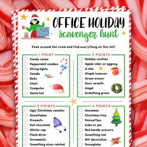 Office Holiday Christmas Party Scavenger Hunt | XMAS Workplace Party ...