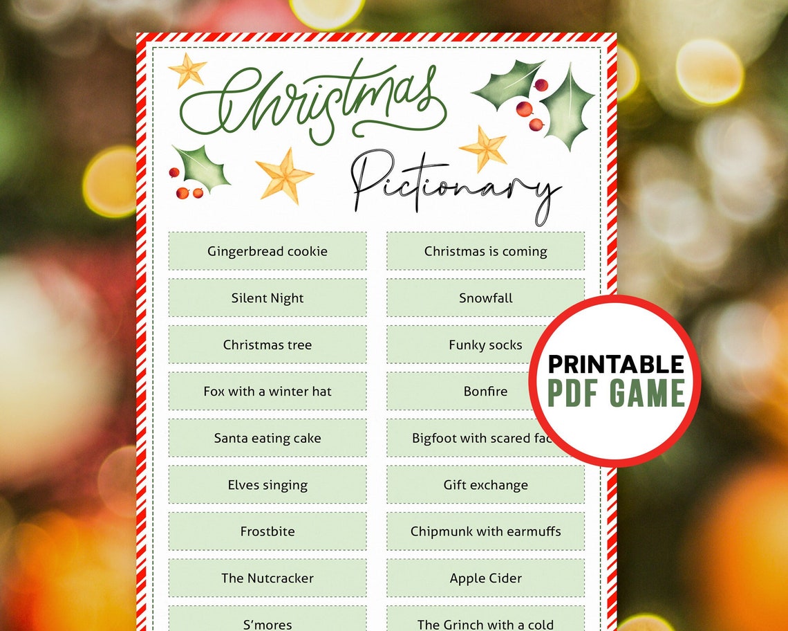 Fun Christmas Games Pictionary Party Printable Game for | Etsy