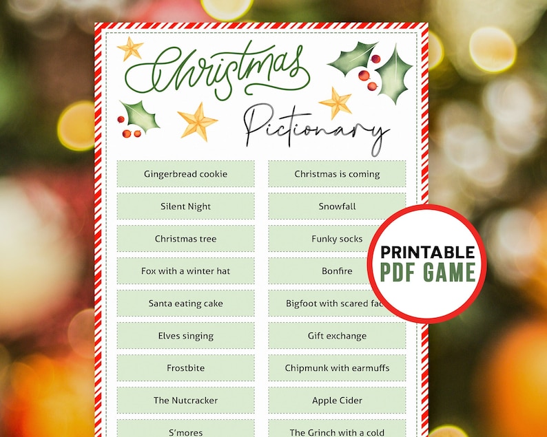 Fun Christmas Games Pictionary Party Printable Game for | Etsy