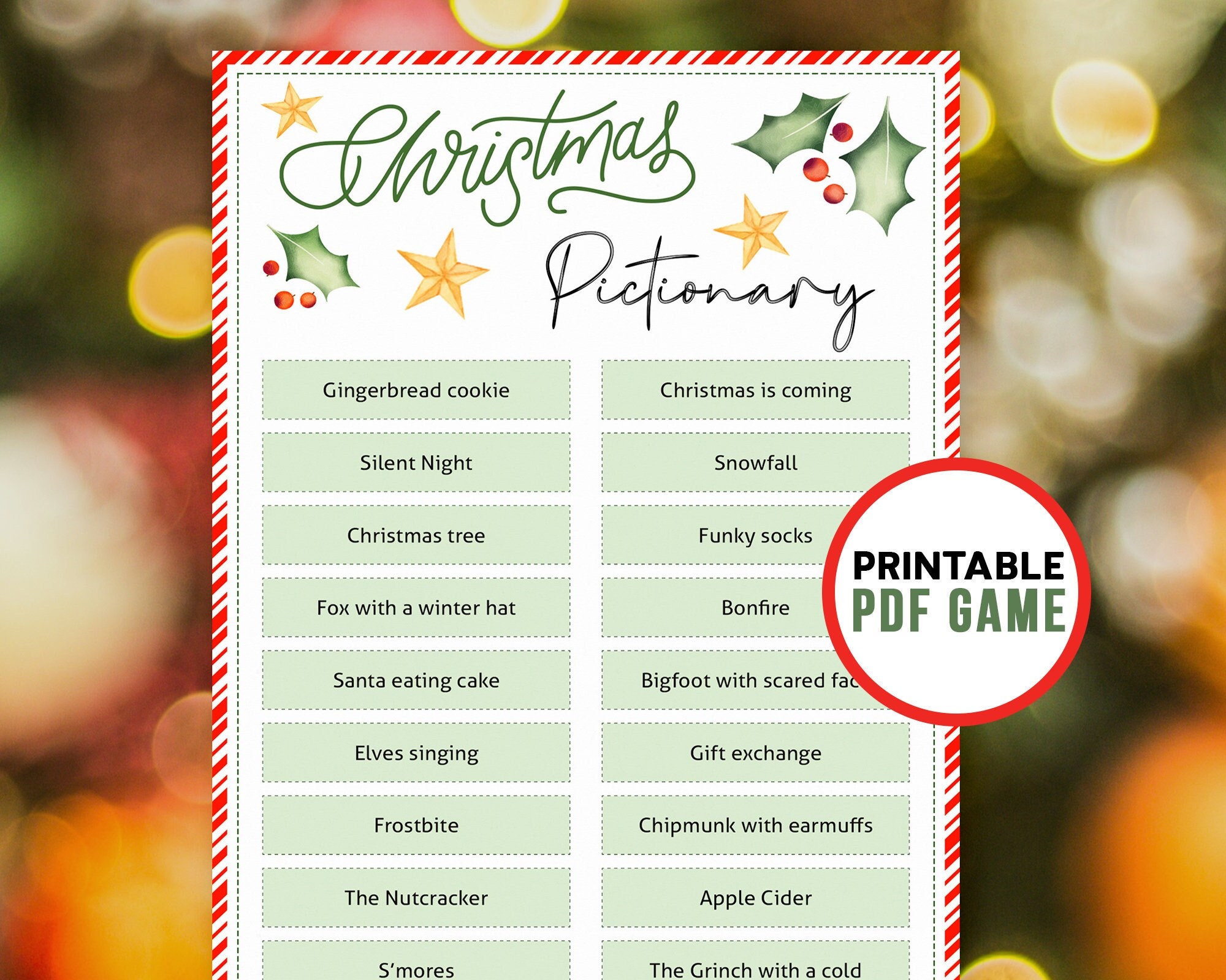 Fun Christmas Games Pictionary Party Printable Game for | Etsy