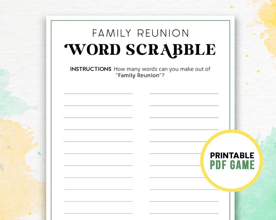 Family Gathering Games Word Puzzle | Family Games for Reunion Party ...