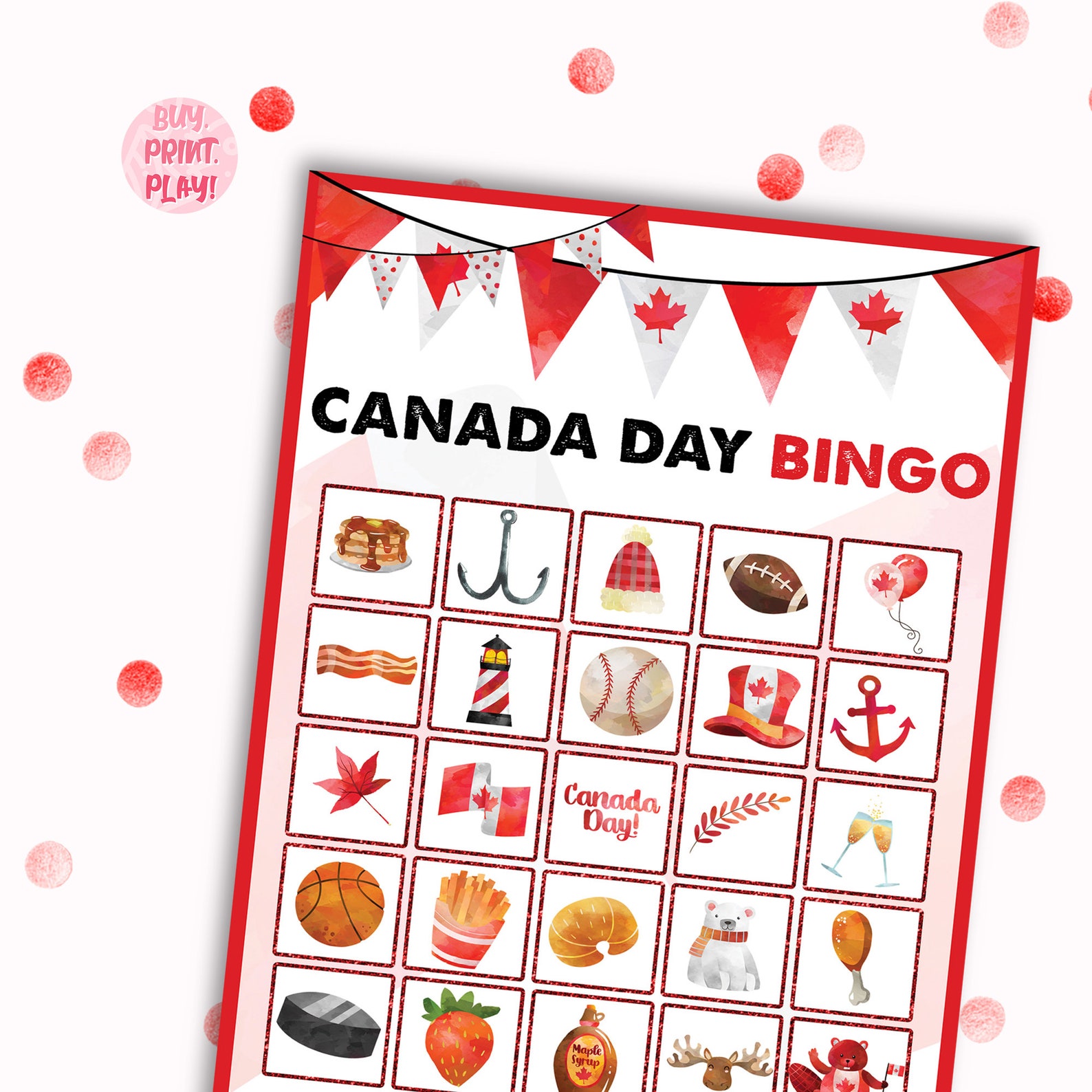 Canada Day Bingo Game Printable Bingo for Kids Print at - Etsy