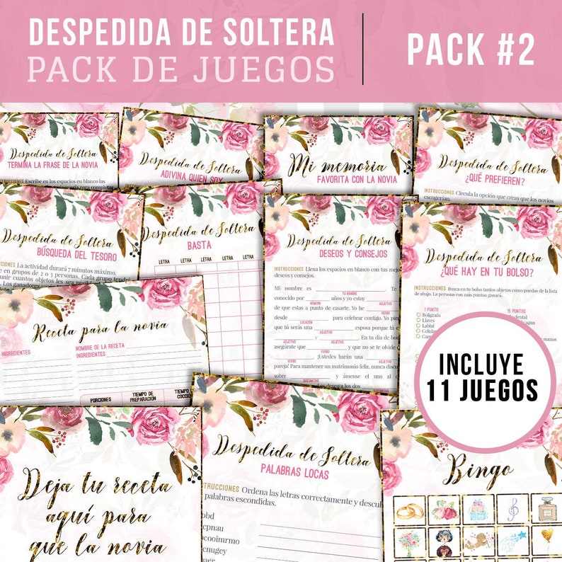 Bridal Shower Games in Spanish Juegos Despedida De Soltera - Etsy