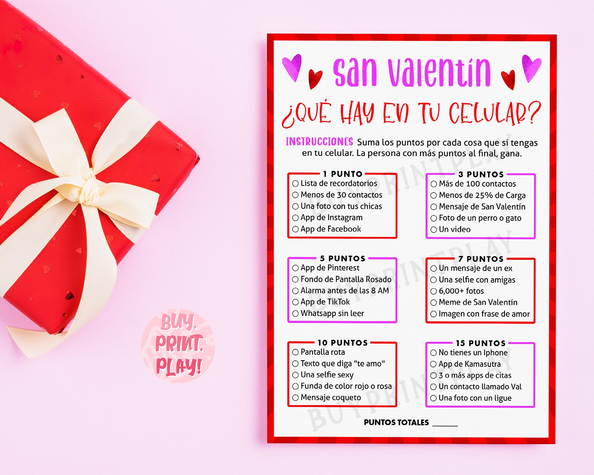 Spanish Valentines Day Whats on Your Phone Games for Adults | Etsy