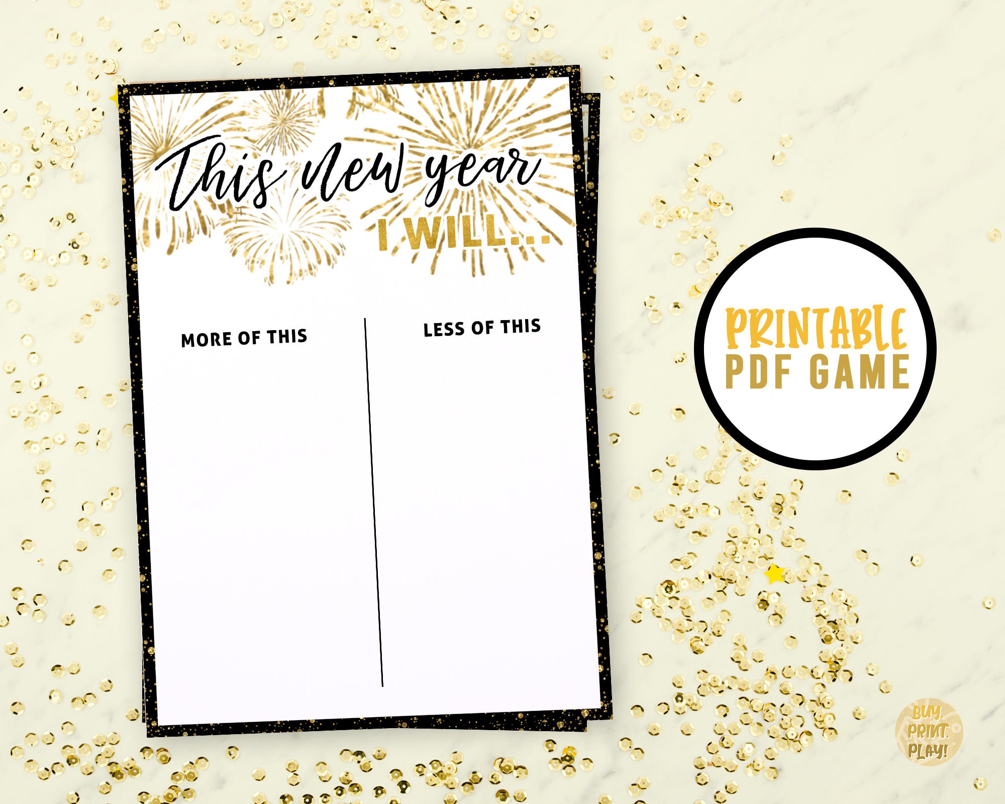 New Years Eve Party Printable Activity 2022 This Year I Will | Etsy