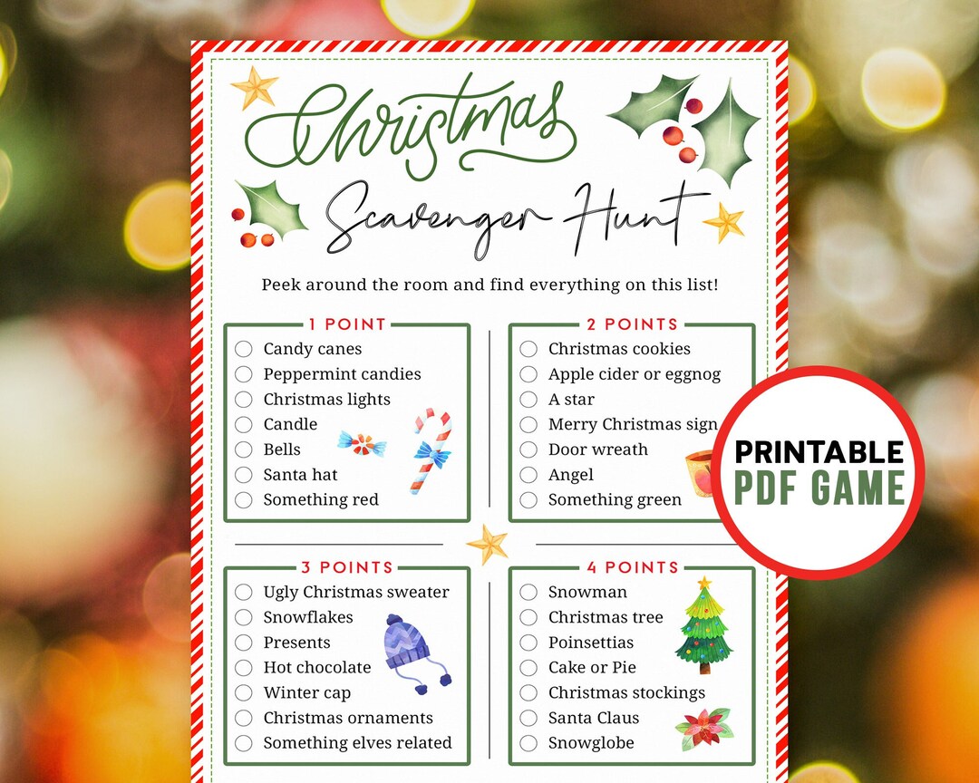 Christmas Games Scavenger Hunt for Adults and Kids - Etsy