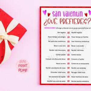Valentines Day Would You Rather in Spanish | This or That | Games for ...