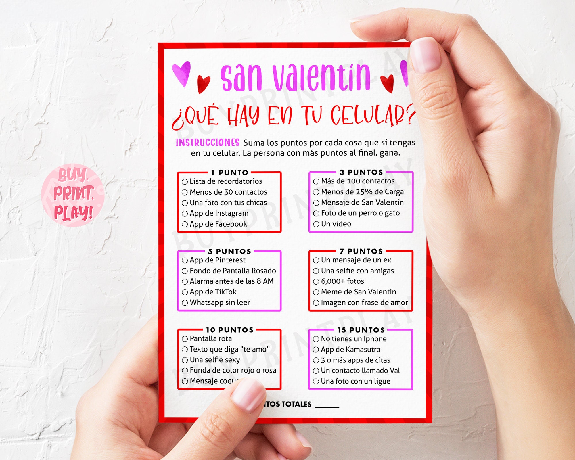Spanish Valentines Day Whats on Your Phone Games for Adults | Etsy