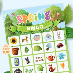 Fun Spring Kids Bingo Game Springtime Printable Picture - Etsy