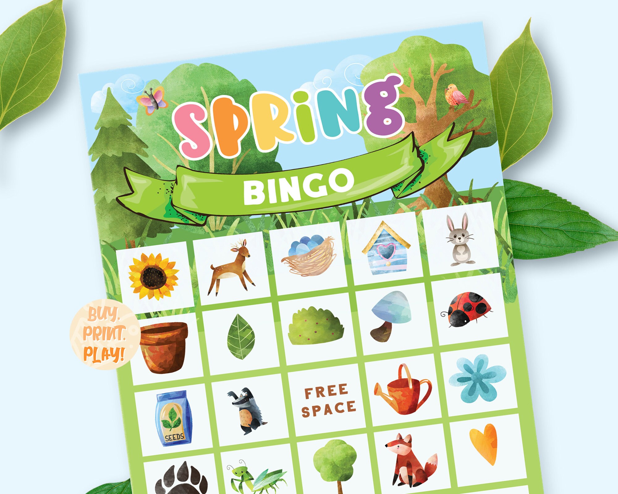 Fun Spring Kids Bingo Game Springtime Printable Picture - Etsy