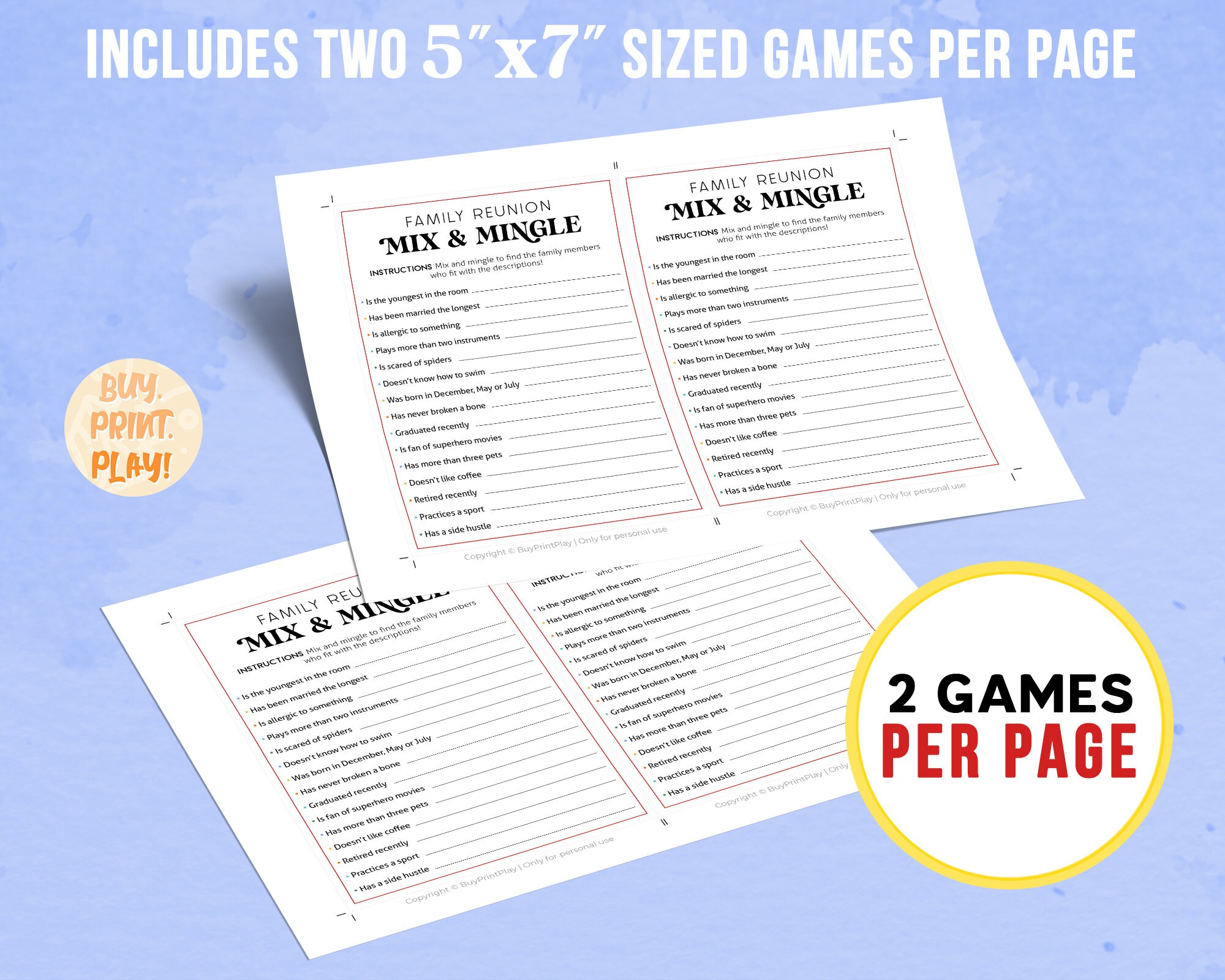 Family Reunion Mix and Mingle Game Family Gathering Party - Etsy