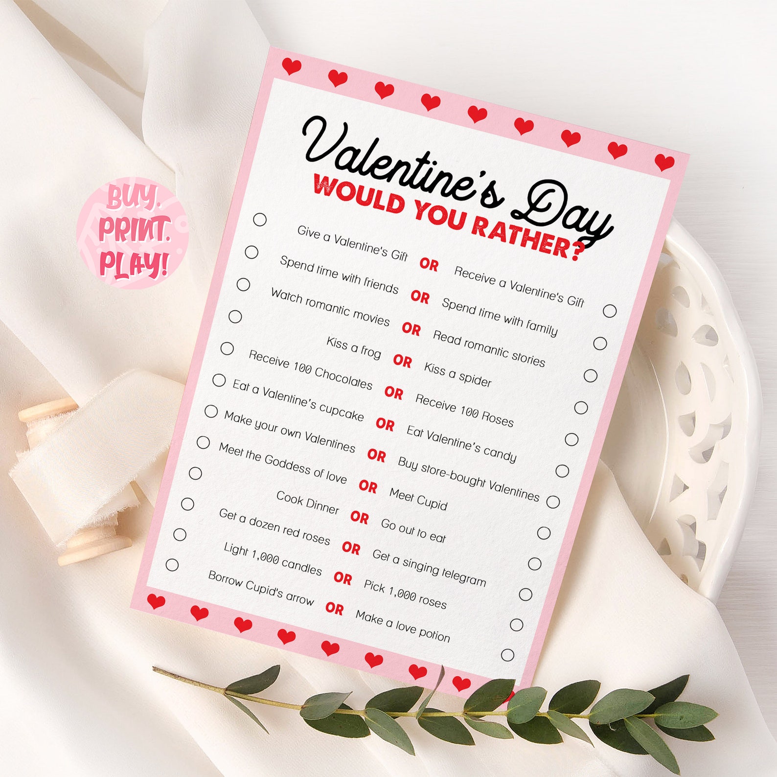 Valentines Games Would You Rather Valentines Day This or - Etsy