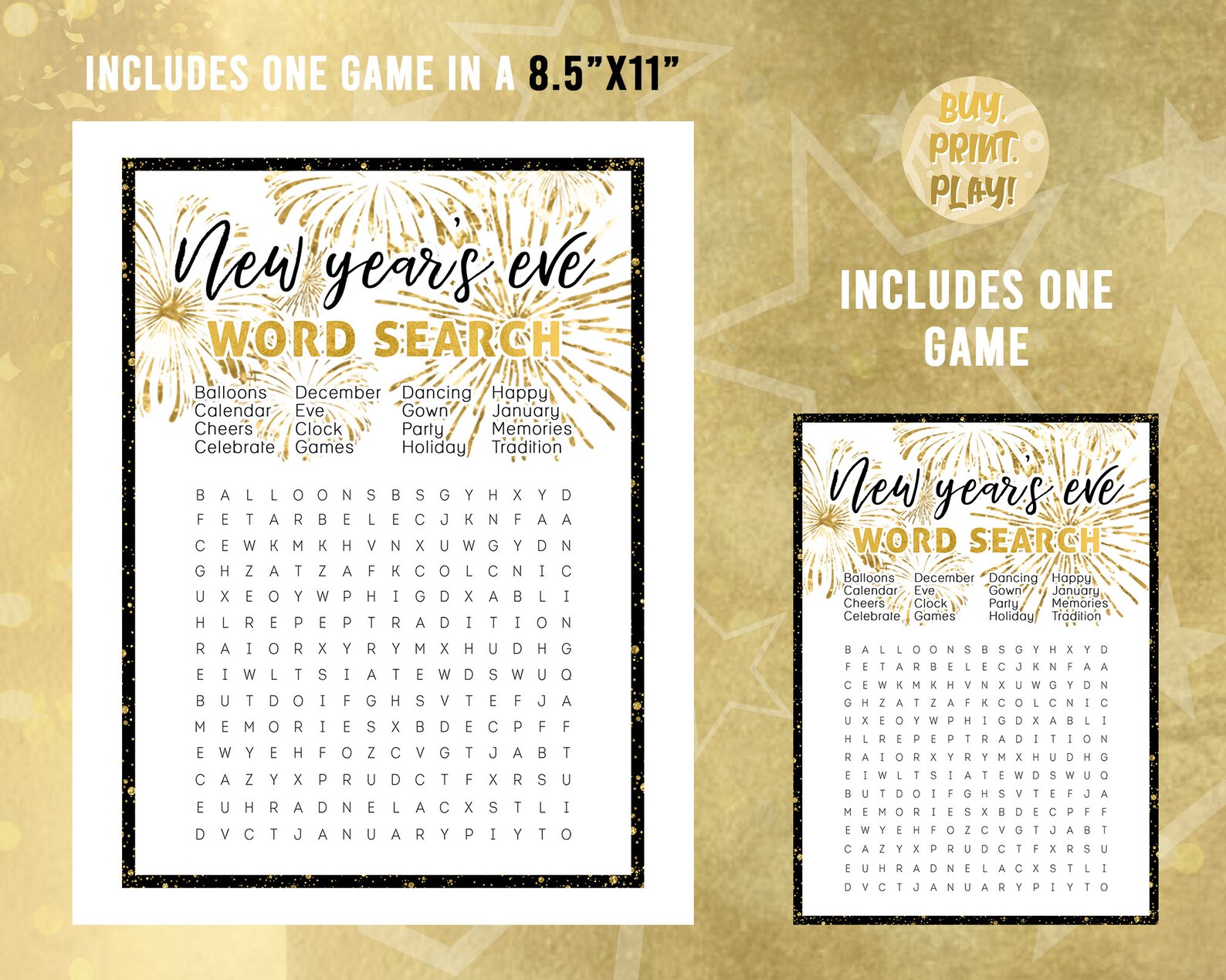 2023 New Years Word Search NYE Printable Games for Kids & - Etsy