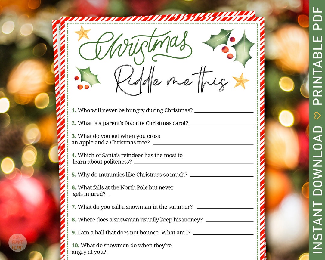 Funny Christmas Riddles Trivia | Riddle Me This Game for Kids & Adults ...