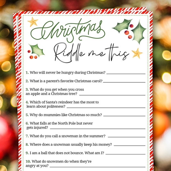 Christmas Riddles Adults - Etsy