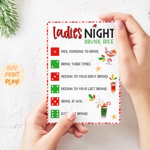 Christmas Ladies Night Drunk Dice | Friendsmas Party | Drinking Games ...