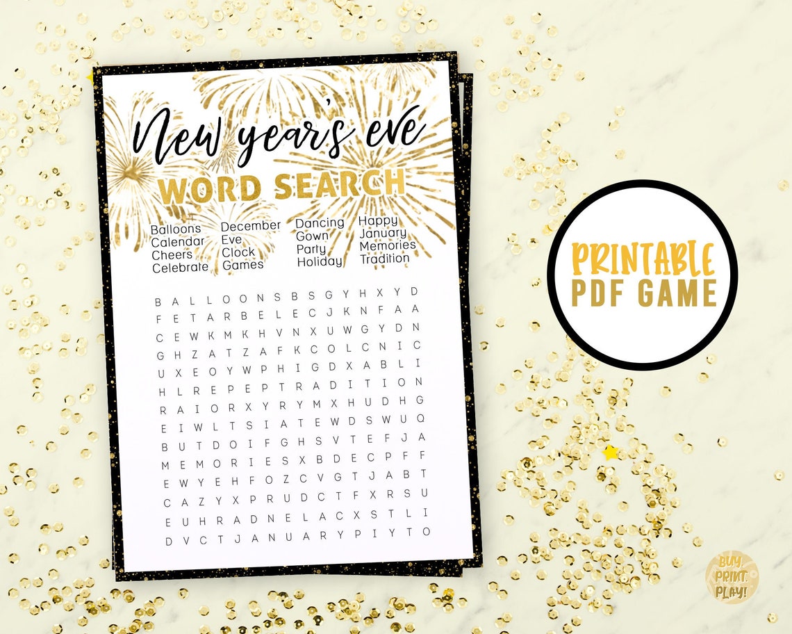 2023 New Years Word Search NYE Printable Games for Kids & - Etsy