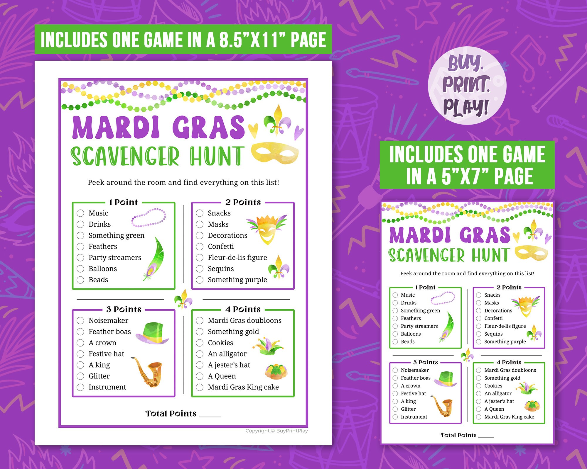 Mardi Gras Scavenger Hunt Party Games for Adults & Kids - Etsy