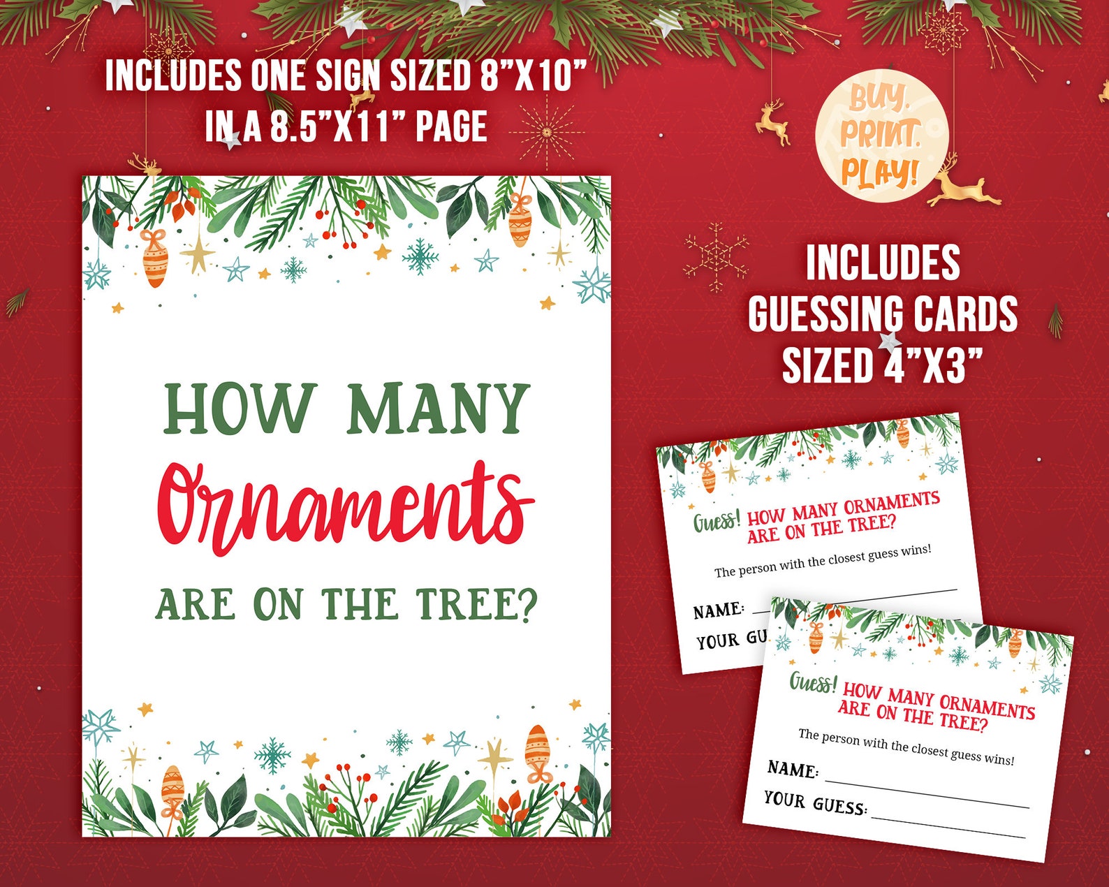 Christmas Ornaments Guessing Game Friendsmas Party How Many - Etsy