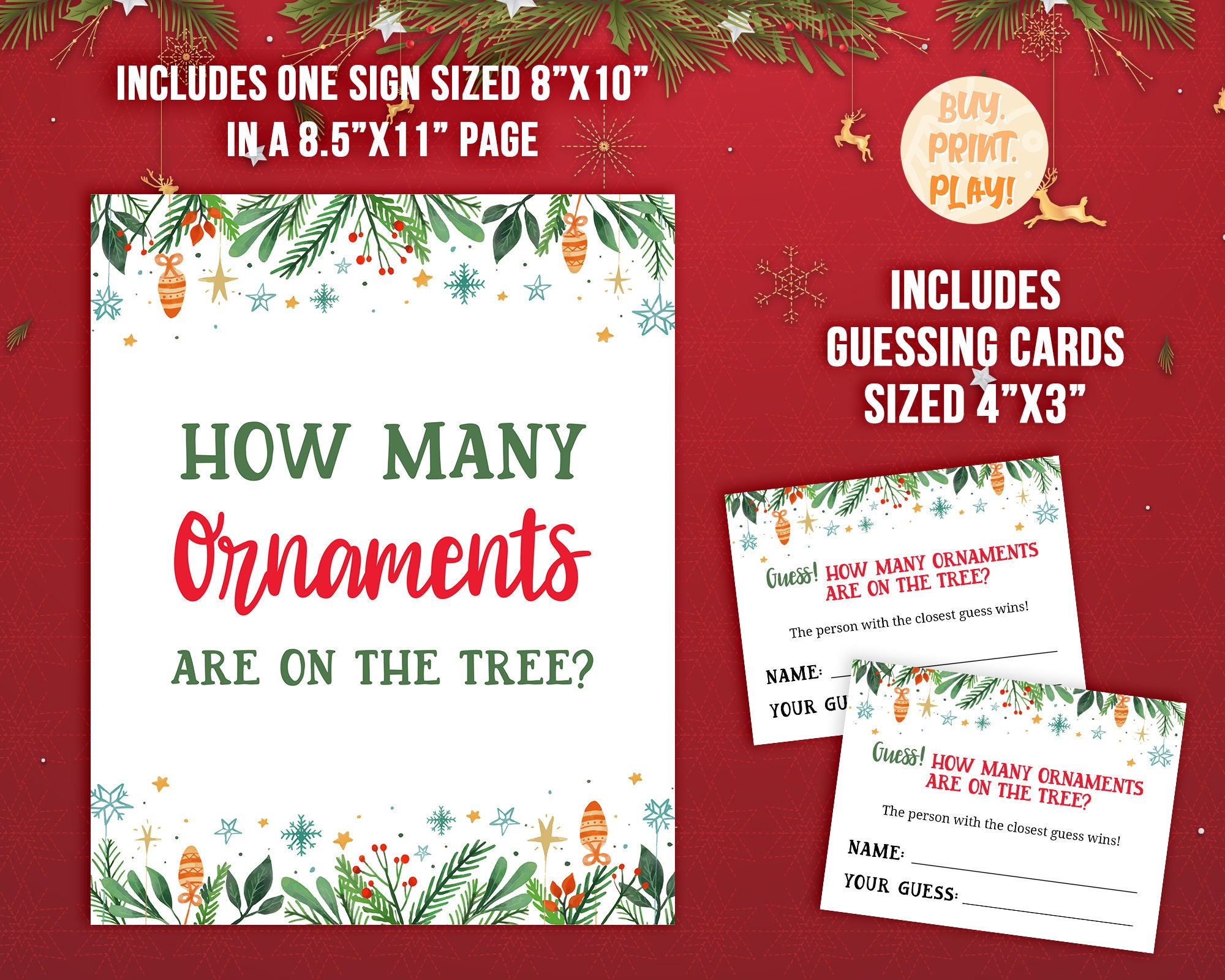 Christmas Ornaments Guessing Game Friendsmas Party How Many - Etsy