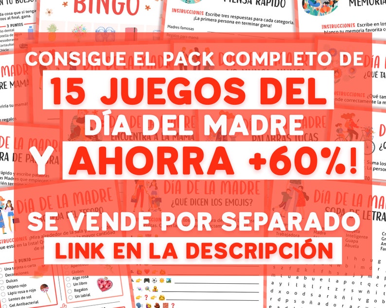 Pack De Juegos Del Día De La Madre Para Niños Spanish - Etsy