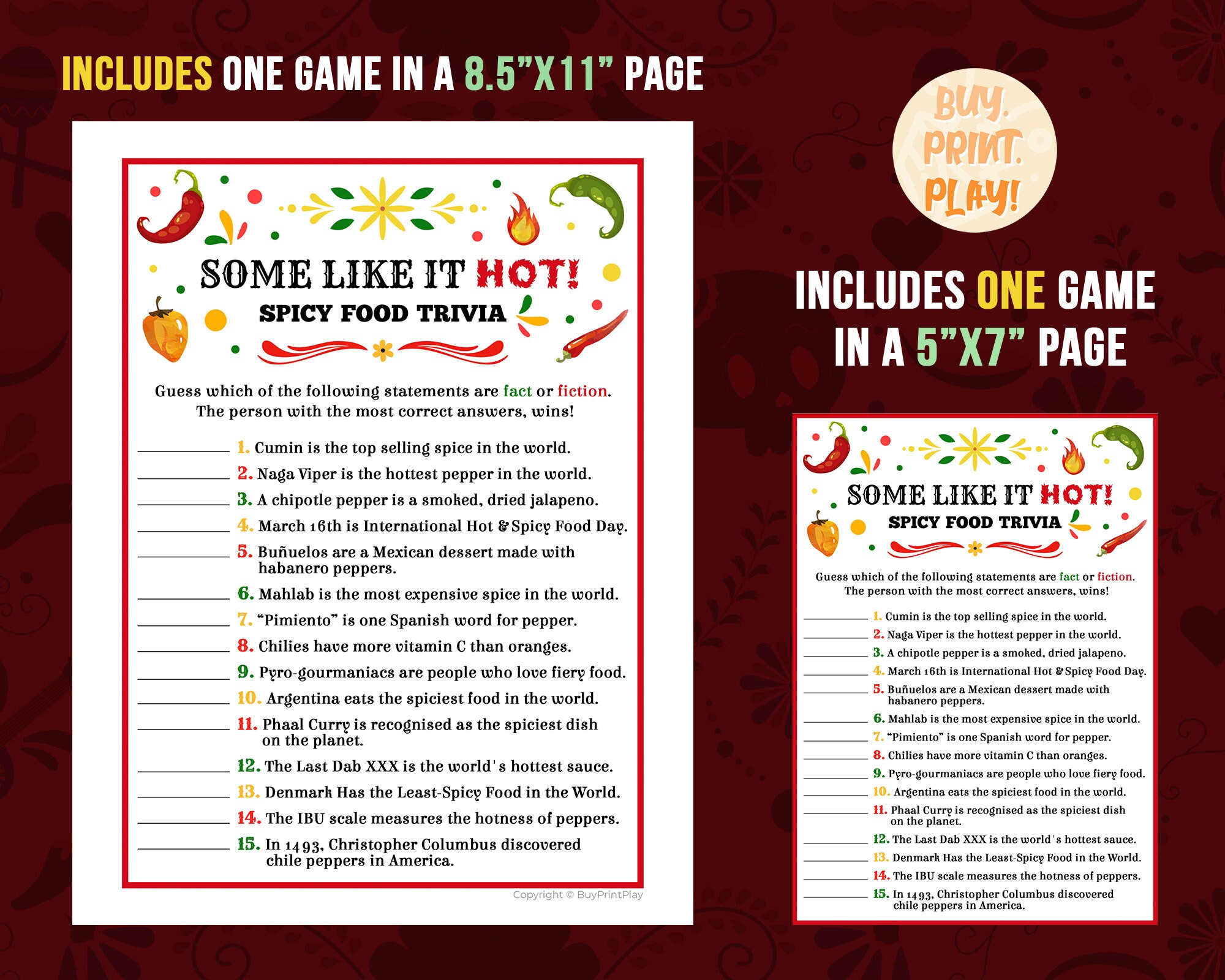 Cinco De Mayo Party Games Spicy Food Trivia Printable - Etsy