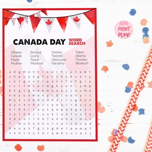 Canada Day Word Search | First of July Printable Games | Family Games ...