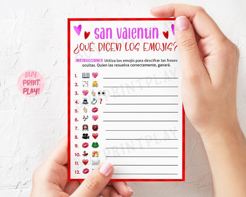 Valentines Day Emoji Pictionary in Spanish Games for Adults - Etsy