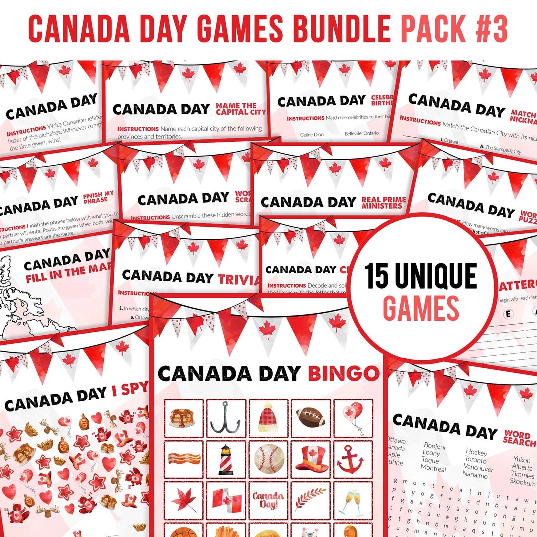 Canada Day Games Bundle | Printable Games for Kids and for Adults ...