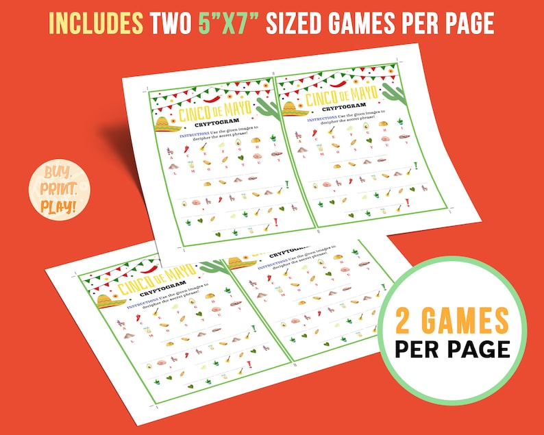 Cinco De Mayo Cryptogram for Kids Printable Games for School - Etsy